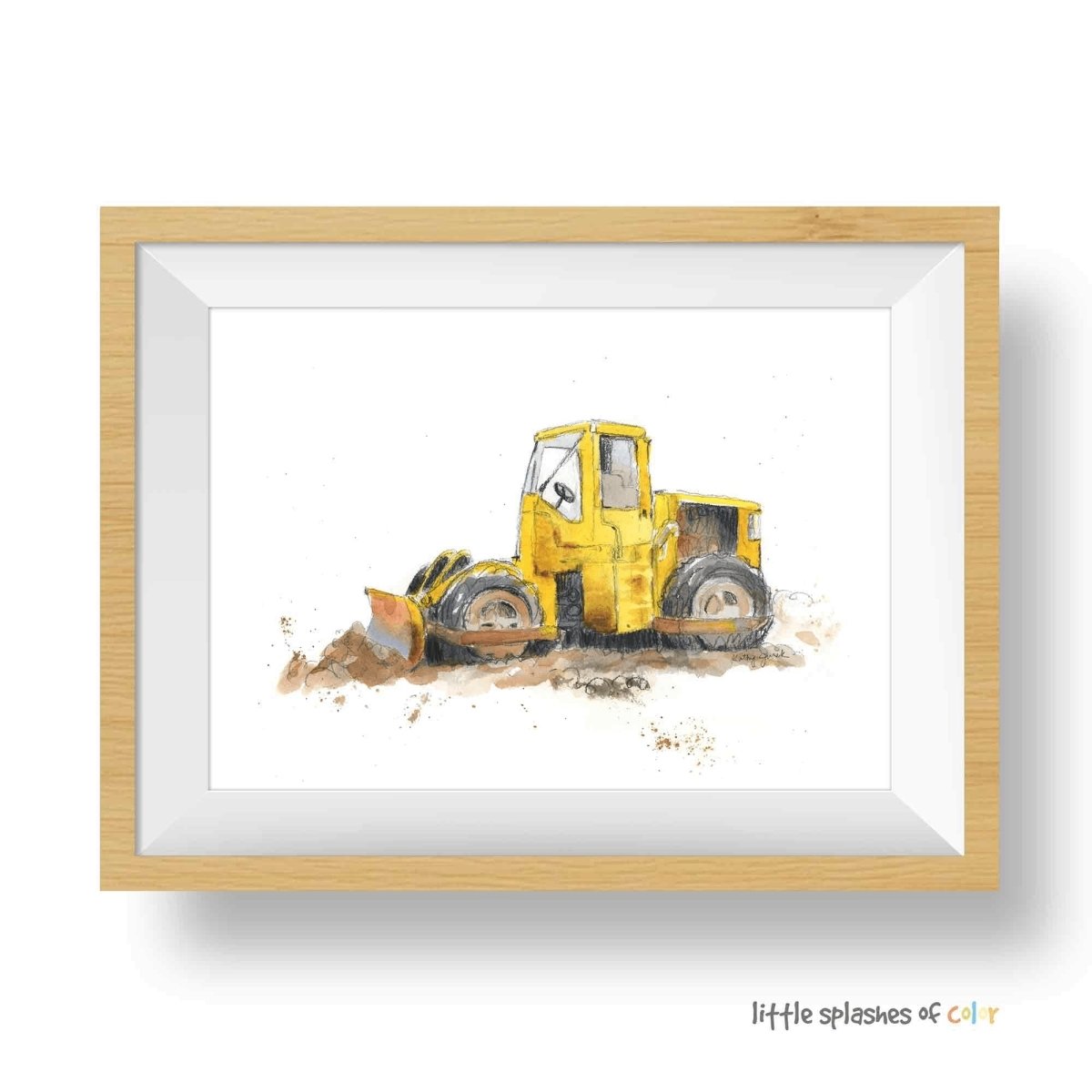 Yellow Bulldozer Truck Print | Kids Construction Wall Art – Little ...